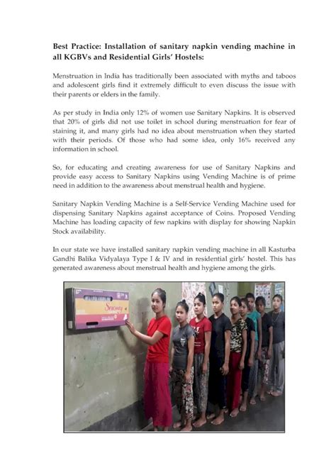 Pdf Best Practice Installation Of Sanitary Napkin Vending