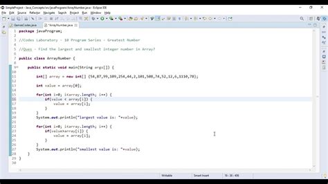 Java Program 10 Find Largest And Smallest Number In Array Youtube