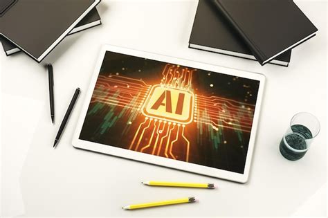 Premium Photo Creative Artificial Intelligence Symbol Concept On Modern Digital Tablet Screen