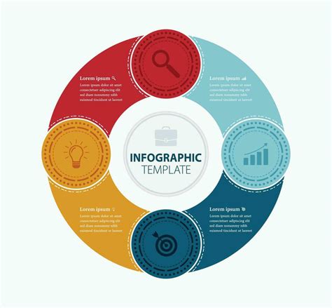 Business Infographic Template Advertising Pie Chart Four Steps Workflow Circles Inside Circle