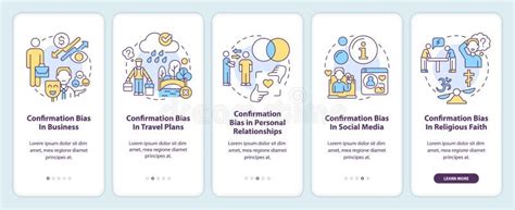 Examples Of Confirmation Bias Onboarding Mobile App Screen Stock Vector