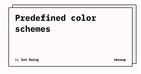 Predefined Color Schemes Ekosup