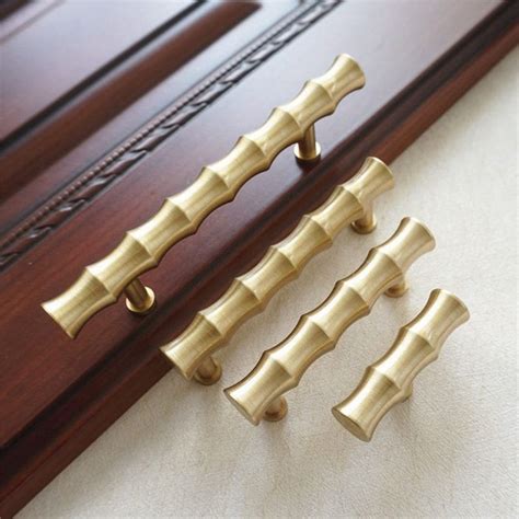 Bamboo Brass Kitchen Cabinet Drawer Knobs And Handles Bar Furniture Dresser Cupboard Wardrobe