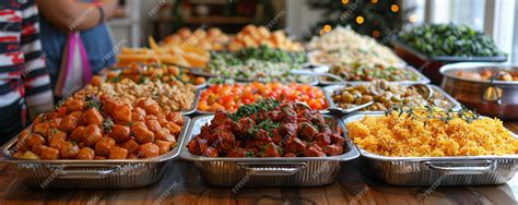 Premium Photo A Multicultural Potluck Dinner Where Everyone Background