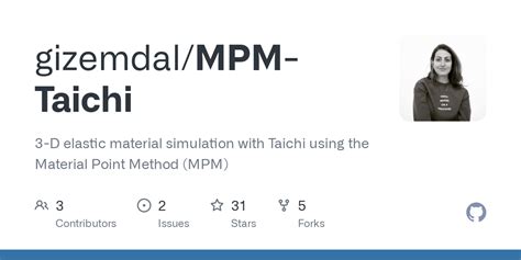 Github Gizemdalmpm Taichi 3 D Elastic Material Simulation With Taichi Using The Material