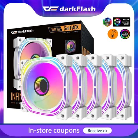Darkflash Inf24pro 백색 컴퓨터 케이스 팬 Argb Rgb 음소거 120mm 4pin Pwm 공기 냉각기 게이머 컴퓨터 케이스 팬 Aliexpress