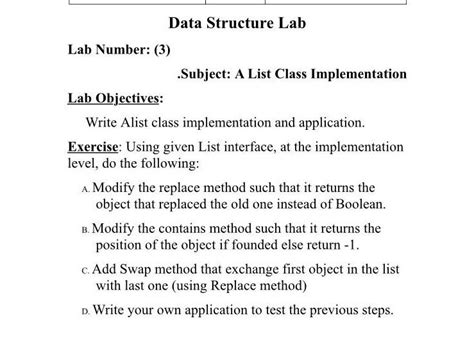 Data Structure Lab Lab Number 3 Subject A List Chegg Com