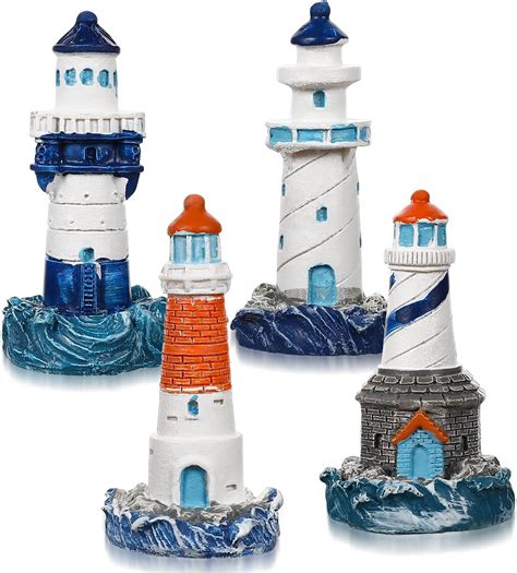 Bllremipsur 2 Pcs Mini Lighthouse Decor Wooden Miniature Lighthouse Model Nautical