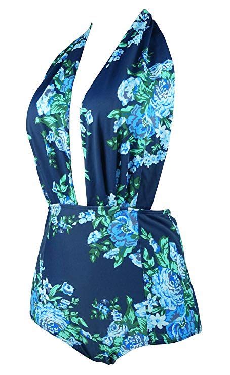 Cocoship Retro One Piece Backless Bather Swimsuit
