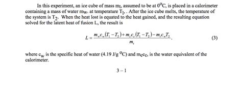 Solved We Did The Lab Of Latent Heat Of Fusion Of Ice And I Chegg