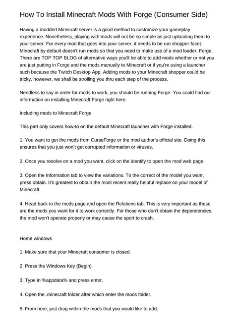 How To Install Minecraft Mods With Forge Client Facetsllxkpdfpdf
