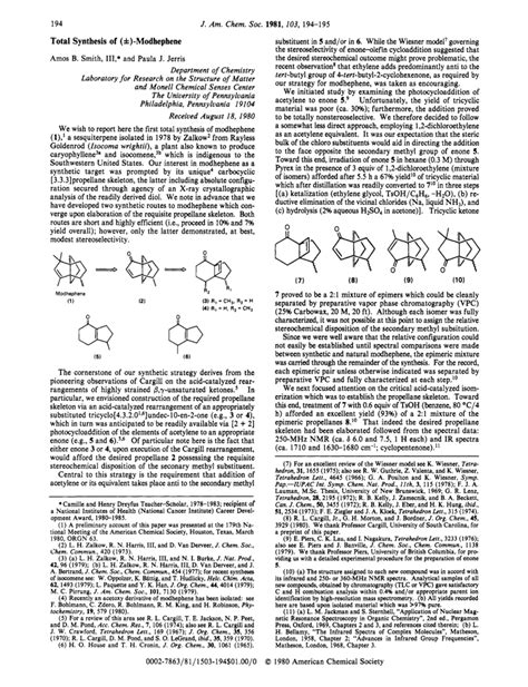 Total Synthesis Of Modhephene Journal Of The American Chemical