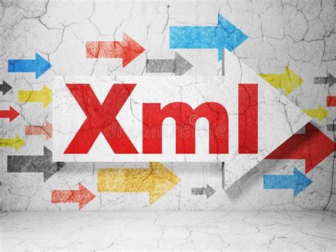 Programming Concept Arrow With Xml On Grunge Wall Background Stock
