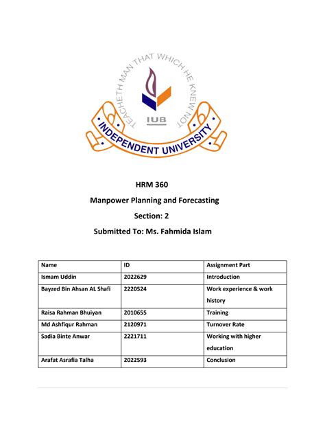 Solution Manpower Planning Forecasting Assignment Studypool