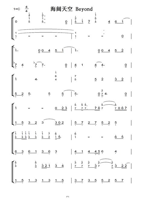 海阔天空 Beyond 钢琴谱 钢琴双手简谱word文档免费下载文档大全