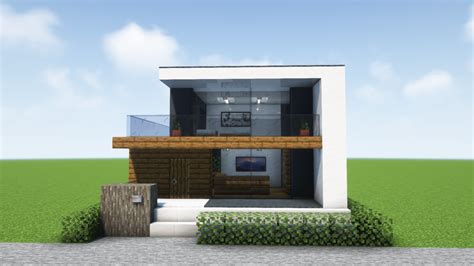 マイクラ建築おしゃれな白黒茶の三色モダンハウス簡単1010No 139SOUのマイクラログ
