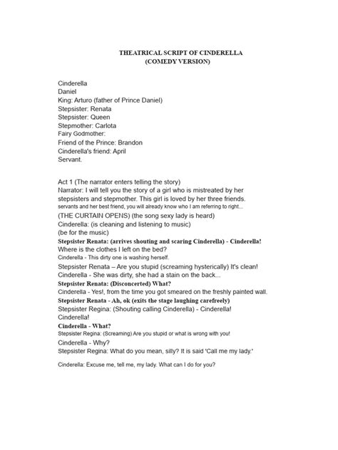 Cinderella Script Comedy Prof Pdf Cinderella European Fairy Tales