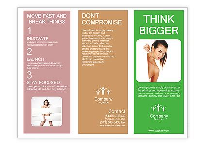 Naked Woman Behind Board Brochure Template Design Id