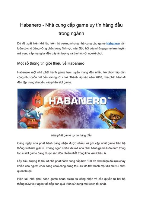 PPT Habanero Nhà cung cấp game uy tín hàng đầu trong ngành PowerPoint Presentation ID