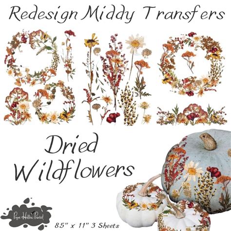 Dried Wildflowers Redesign Transfer • Three 8 5 X 11 • Redesign With