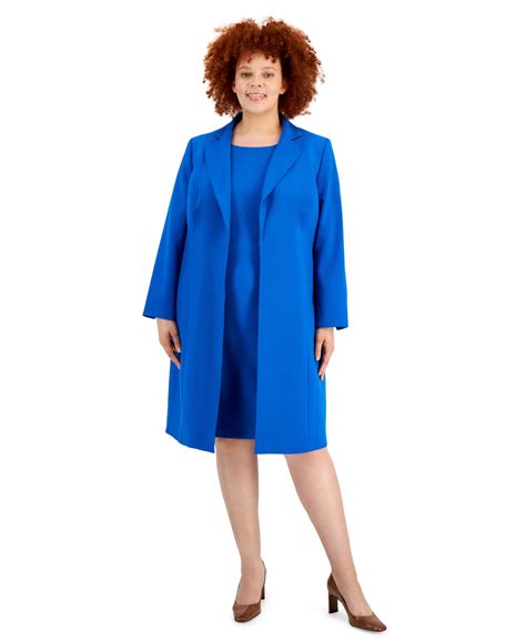Le Suit Plus Size Plaid Jacket Skirt Suit Smart Closet
