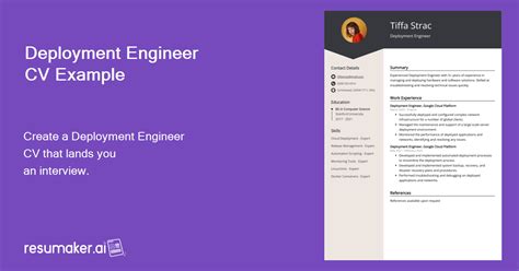 Deployment Engineer Cv Example For 2024