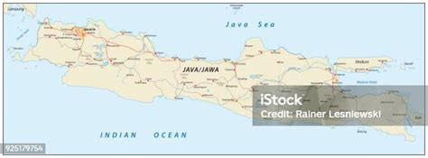 印尼海島 Java 的向量路線圖向量圖形及更多爪哇圖片 爪哇 地圖 島 Istock