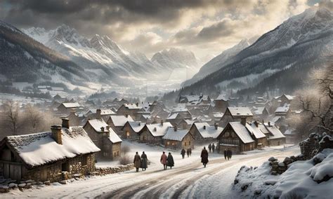 Village In A Winter Valley By Mistere925 On Deviantart