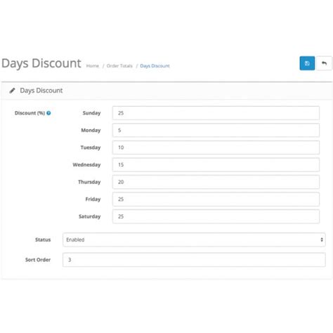 Opencart Total Discount Based Day Of Week