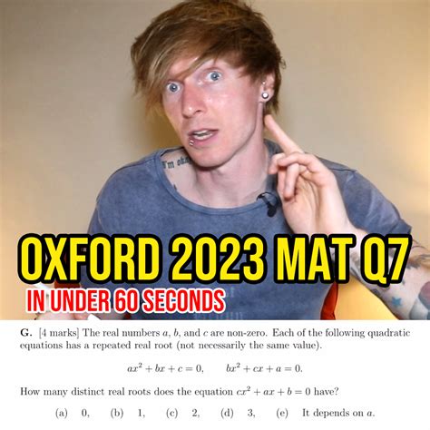 Oxford University Maths Admissions Test 2023 Question 7 Tom Rocks Maths
