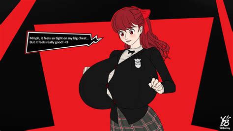 Rule 34 Biting Lip Blush Breast Expansion Breasts Horny Kasumi