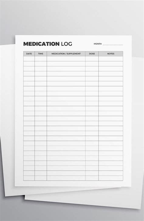 Medication Log Printable Medicine Dosage Tracker
