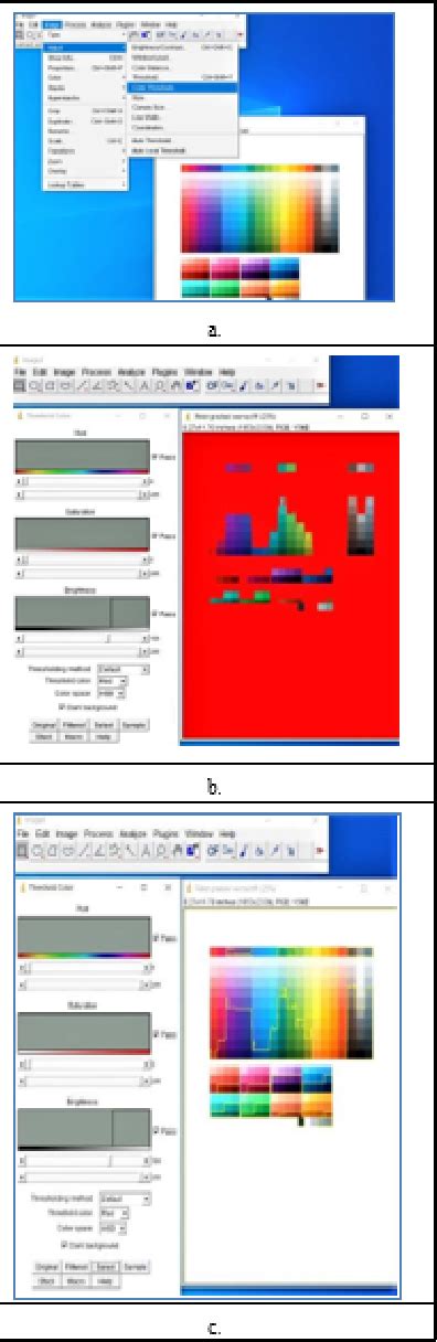 Color Palettes Overview After Thresholding Process With Default Methods