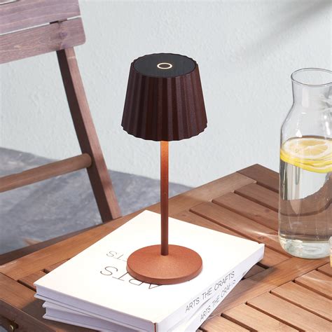 Lindby Esali LED Battery Powered Table Lamp Rust Brown IP54 Lights Ie