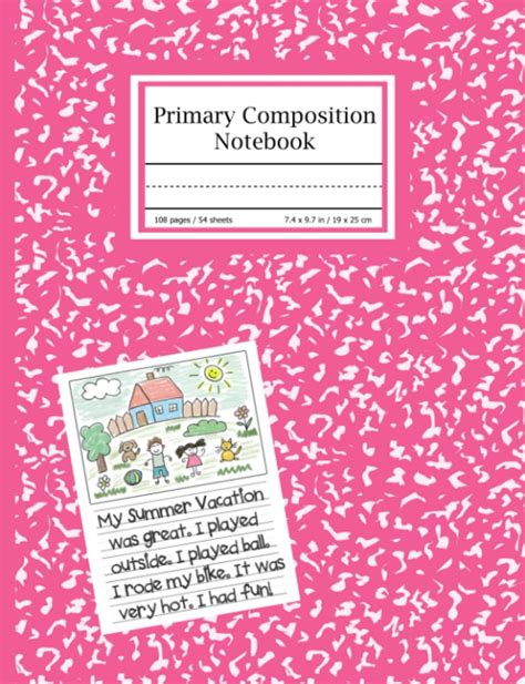 Primary Composition Notebook Pink Marble Draw And Write Journal For