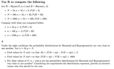 Solved Use R To Compute The Following Let H∼hypernnr And