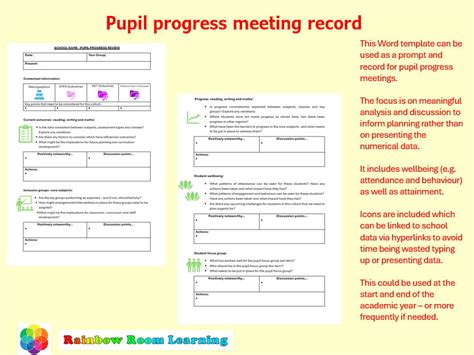 Pupil Progress Meeting Record Teaching Resources