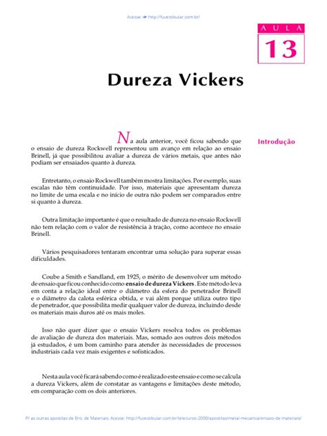 13 Dureza Vickers Pdf Dureza Materiais