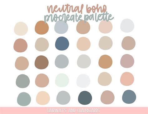 Procreate Neutral Boho Color Palette Neutral Color Palette Procreate Colors Procreate Palette Etsy