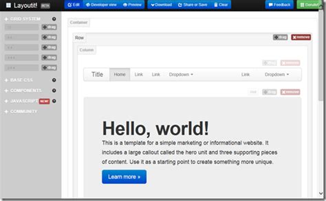 layoutit a drag and drop interface builder for bootstrap