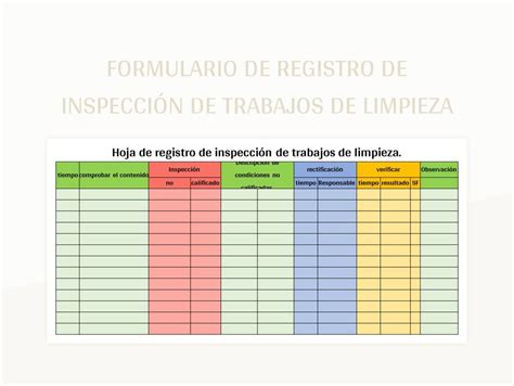Plantilla De Formato Excel Formulario De Registro De Inspección De