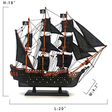 Nautimall Wooden Black Pearl Caribbean Pirate Ship Model 20