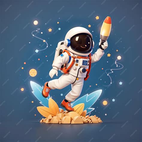 Premium Photo Cute Astronaut Dancing On Rocket Cartoon Vector Icon Illustration Science