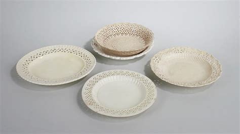 Bonhams Five Late 18th Century Creamware Dishes Various Reticulated