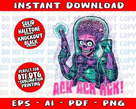 Mars Attacks Png Ack Ack Ack Png Alien Png Space Png Etsy Canada