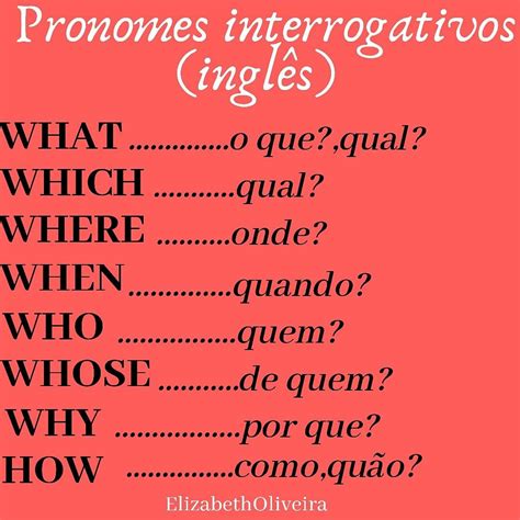 Pronomes Interrogativos Em Ingles REVOEDUCA