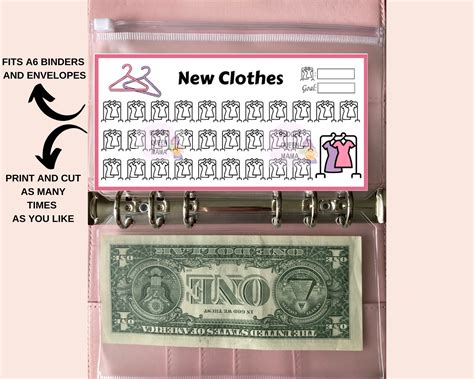 Clothes Tracker New Clothes Savings Challenge New Clothes Tracker A6 Cash Envelopes Mini