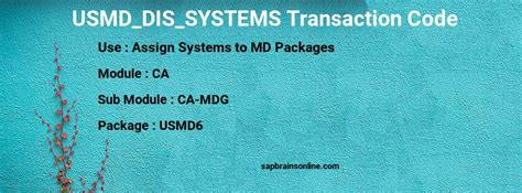 Usmddissystems Sap Tcode For Assign Systems To Md Packages