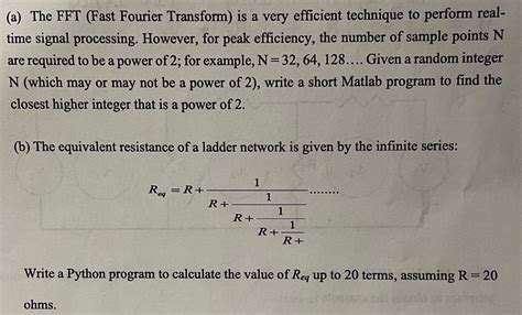 Solved A The Fft Fast Fourier Transform Is A Very