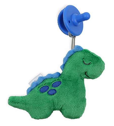 Pacifier And Lovey Set Detachable Plush Dinosaur And Coordinating Blue